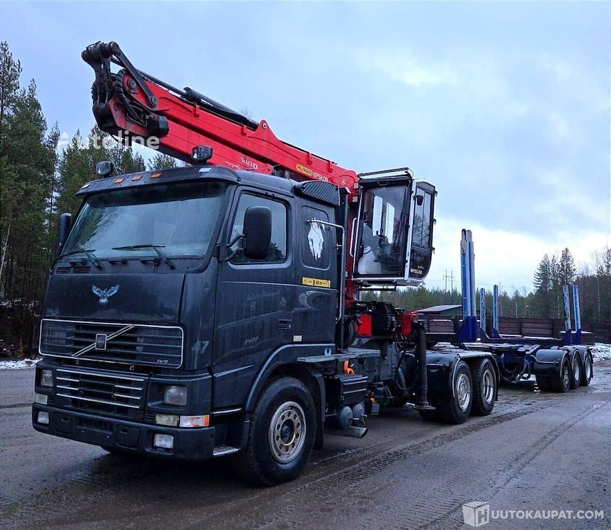 Prodaje se Volvo FH12 420 puoliperävaunuyhdistelmä nosturilla, 1996, 12.1 l, Dies kamion za prevoz drva na aukciji