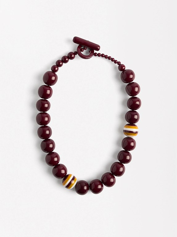 Short necklace with multicolor bead details