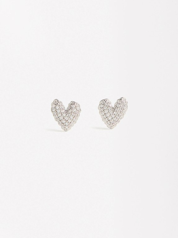 Heart earrings with zirconia