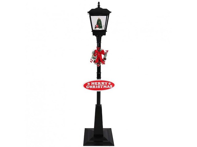 LED Novogodišnja Ulična Lampa Sa Jelkom i Melodijama 180 cm Black