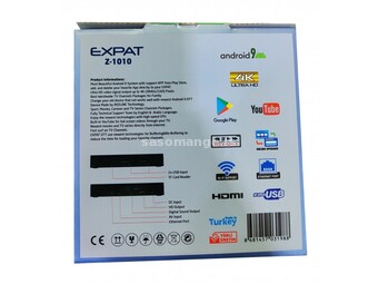 DVB-EXPAT Z1010 Prijemnik IPTV, Set - Top Box, 1GB/8GB, Android 9