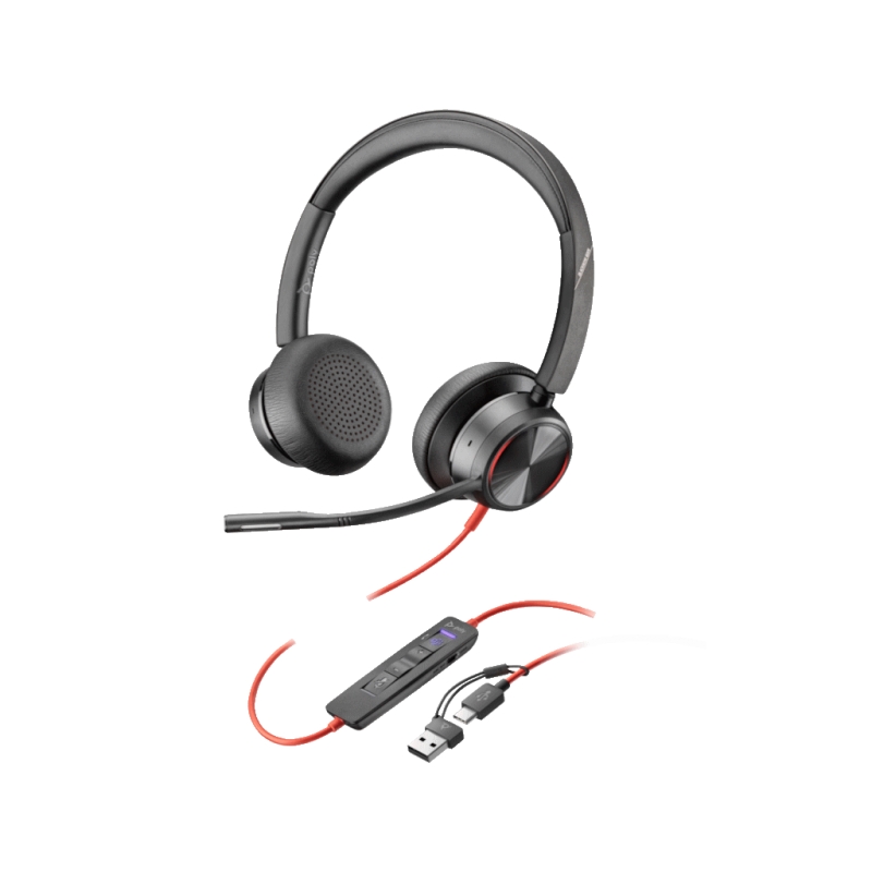 Slušalice HP Poly Blackwire 8225 Stereo MS Teams Cert USB-C Headset +USB-C/A Adapter/8X225AA/crna