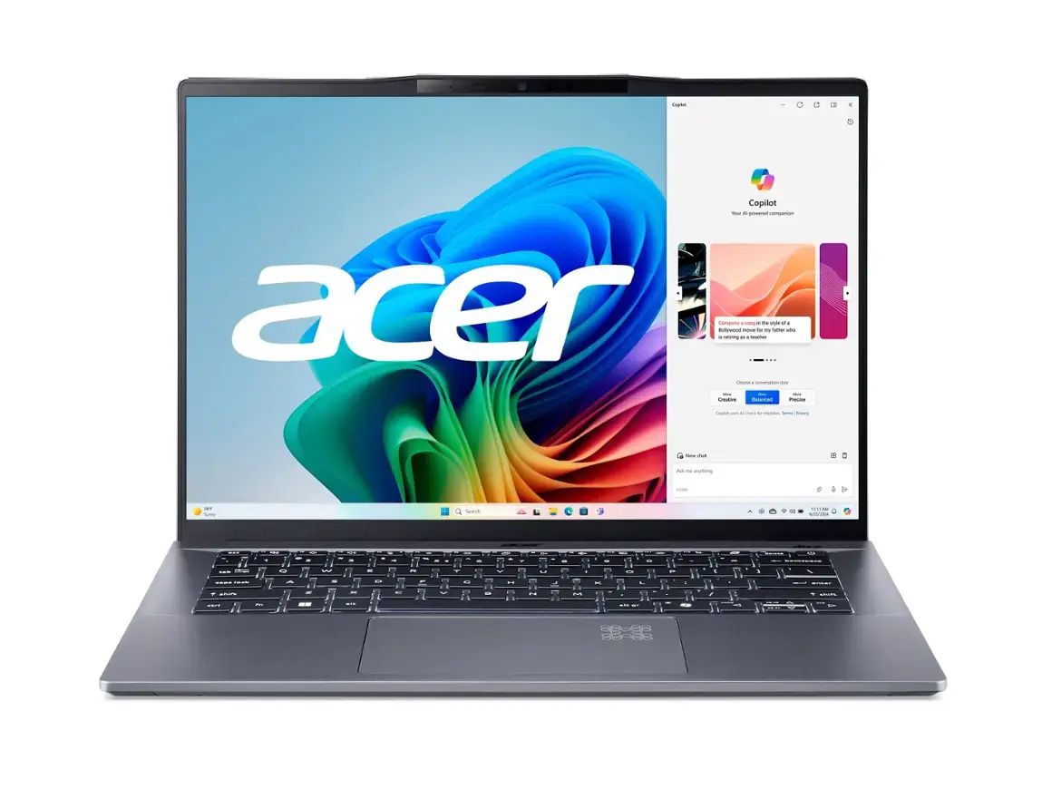 Acer - Swift Go 14 AI - Copilot+ PC - 14.5" IPS 2560 x 1600 120Hz – Snapdragon X Plus – 16GB Memory – 1TB SSD - Steel Gray