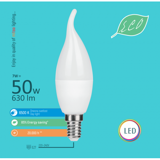 LED sijalica 7W E14 hladno bela 6500K sveća