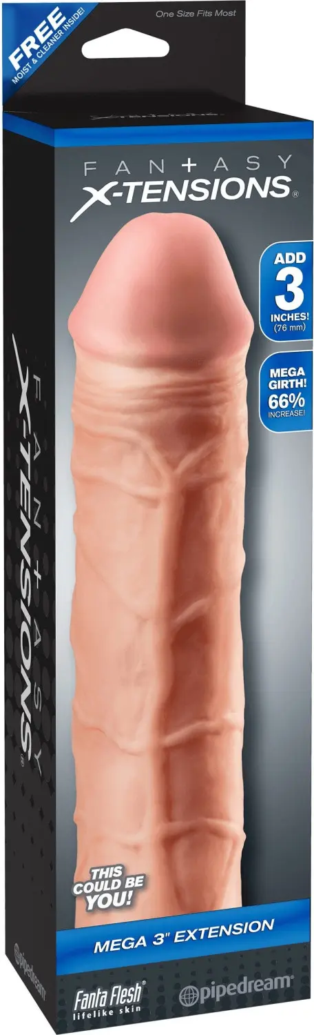 PIPEDREAM Navlaka za penis Mega 3 Extension, 20 cm, Boja kože