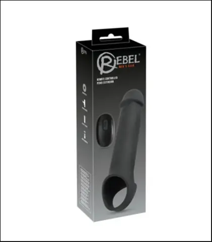 REBEL Navlaka za penis, Vibrirajuća, 10 funkcija, 12 cm, Crna