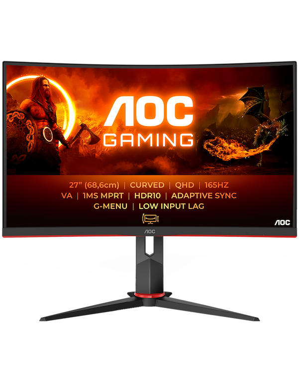 AOC Monitor LED CQ27G2S 27” Gaming Curved 144Hz QHD 27“, 16:9, 2560x1440,...