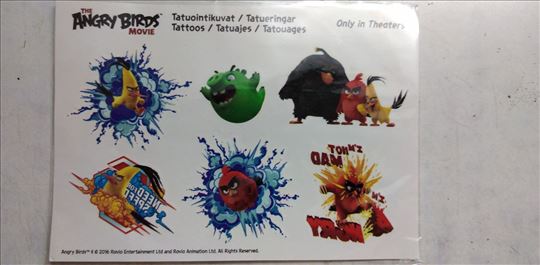 tattoo stikeri Angry birds ,3 lista po 6 stikera,c