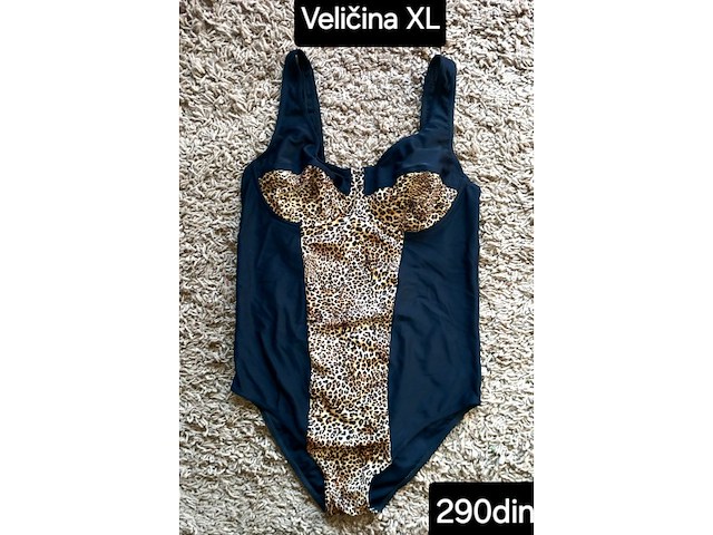 Ženski jednodelni kupaći crni leopard print XL/42