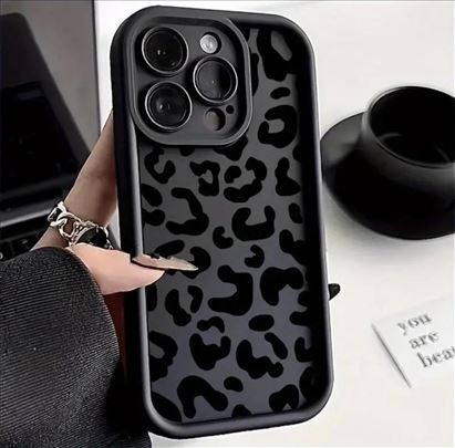 iPhone 12 CRNA leopard print maska za mobilni