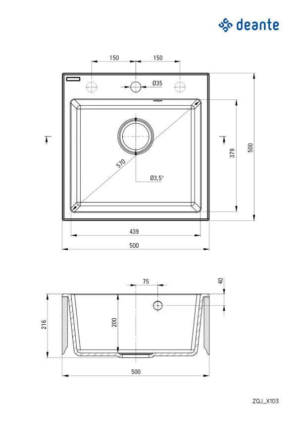 Deante sudopera Evora 50/MGR ZQJ S103