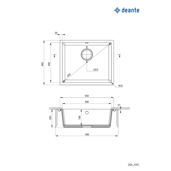 Deante Sudopera Corda Undermount 55/N ZQA N10C