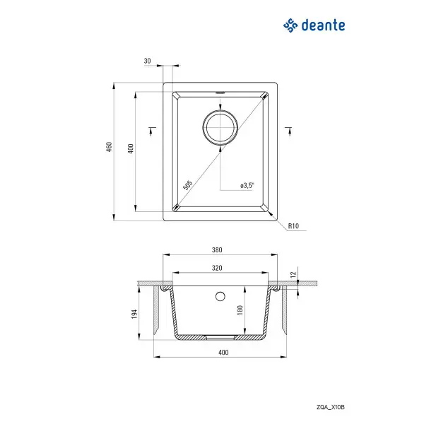 Deante Sudopera Corda Undermount 38/NE ZQA N10B