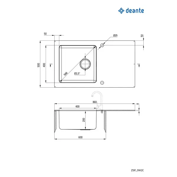 Deante sudopera Pallas 86/WH/0 ZSP 0W2C