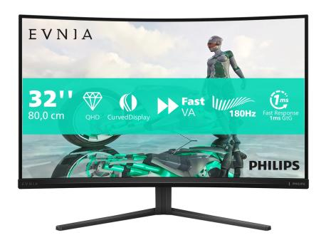 Monitor Philips 32M2C3500L/00 31.5"/VA,zakrivljen/2560x1440/180Hz/1ms GtG/HDMIx2,DP/Adaptive sync