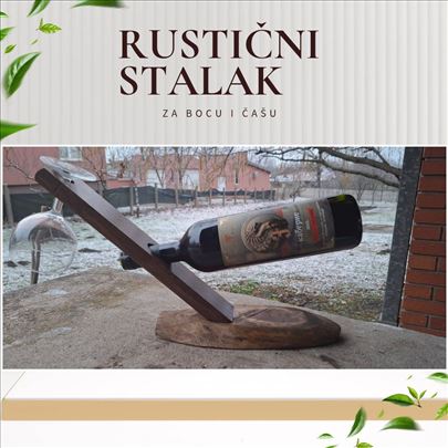 Stalak za bocu i čašu - Rustik stil