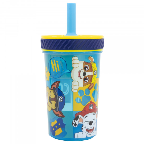 Stor čaša sa silikonskom slamčicom 370ml PawPatrol