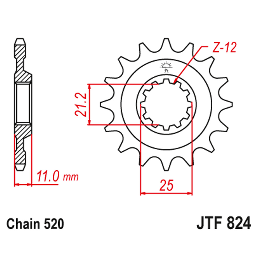 Lančanik prednji JT JTF824-14SC (520)14 zuba