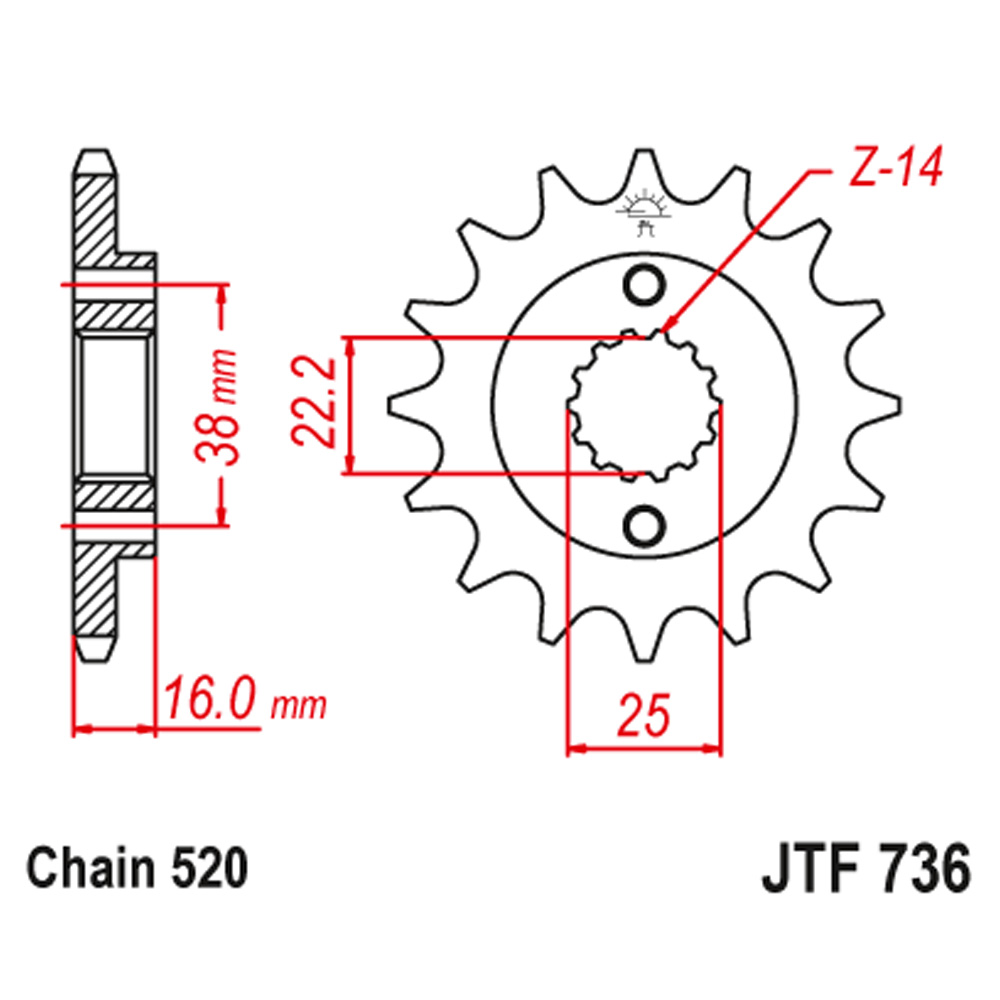 Lančanik prednji JT JTF736-15 (520)15 zuba