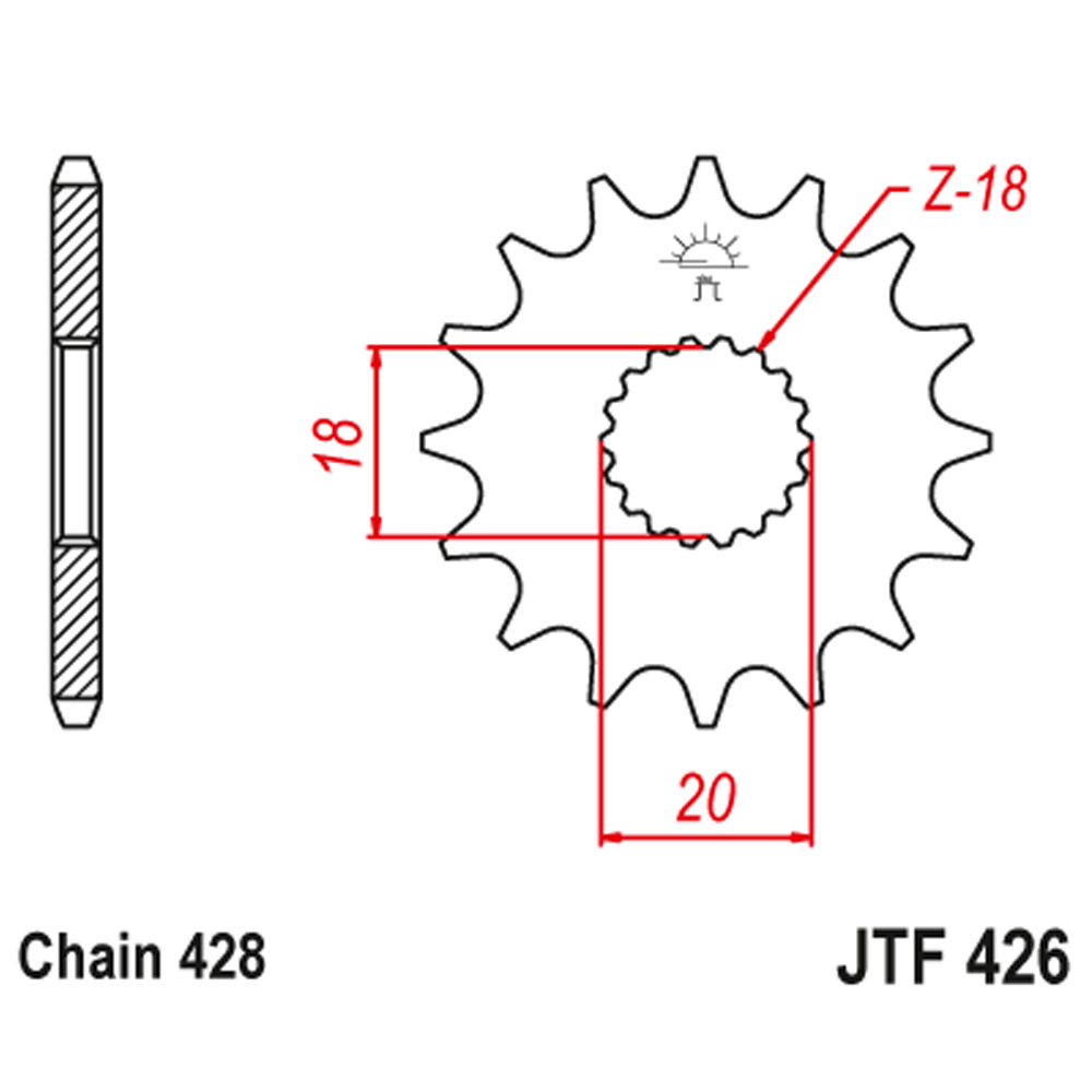 Lančanik prednji JT JTF426-14-50-15017 (428)14 zuba