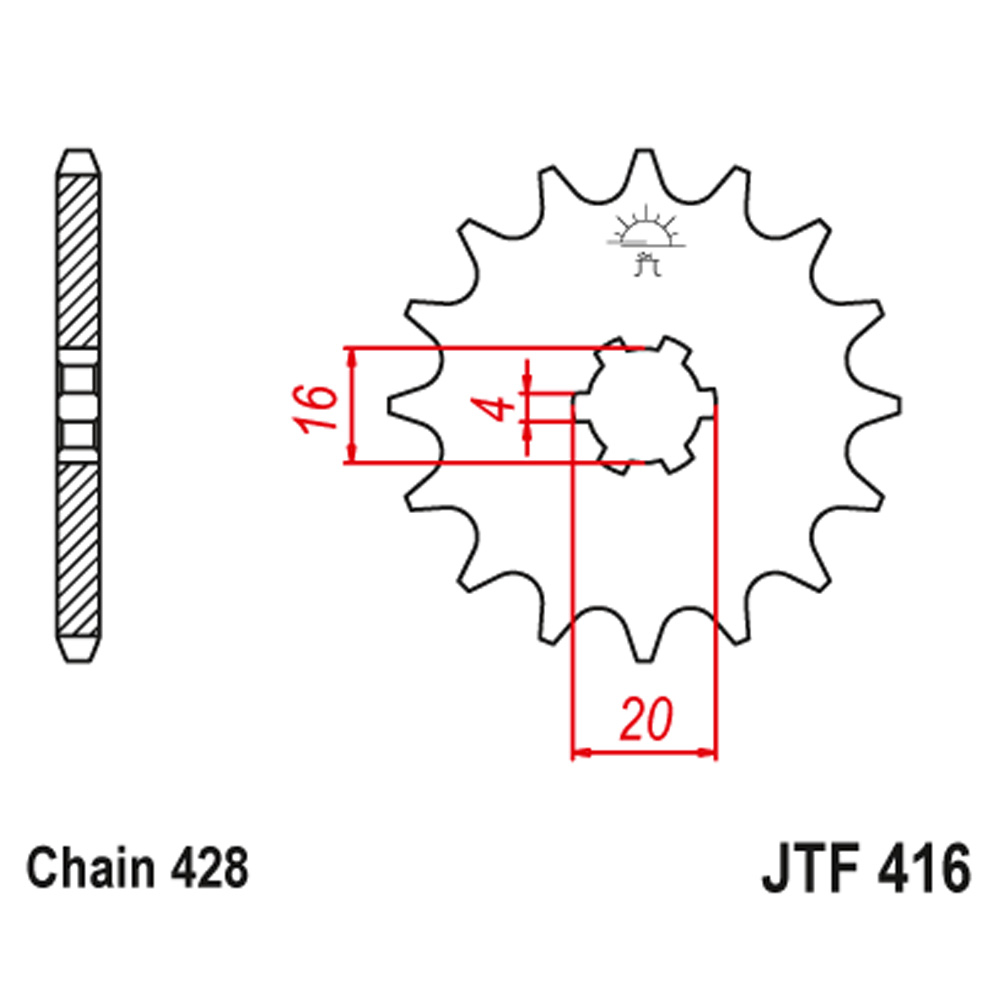 Lančanik prednji JT JTF416-14 (428)14 zuba