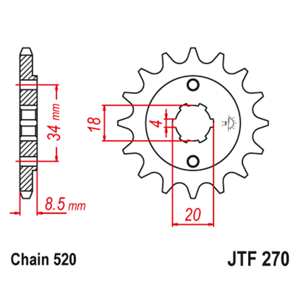 Lančanik prednji JT JTF270-14-50-32027 (520)14 zuba