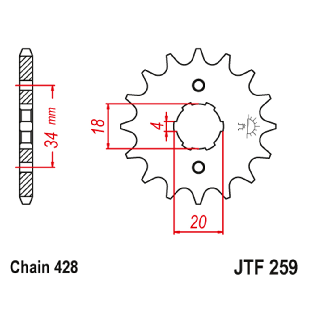 Lančanik prednji JT JTF259-15-50-15001 (428)15 zuba KEEWAY SPEED