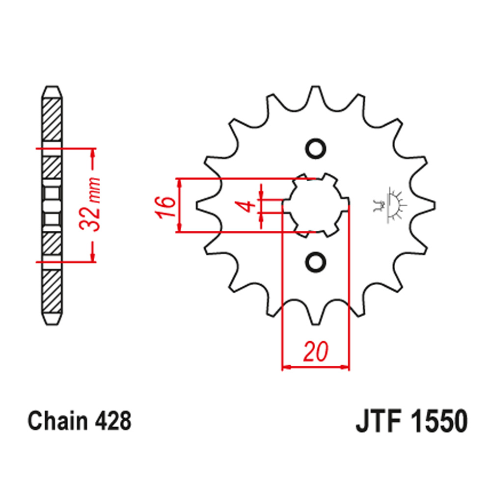 Lančanik prednji JT JTF1550-14-50-15044 (428)14 zuba