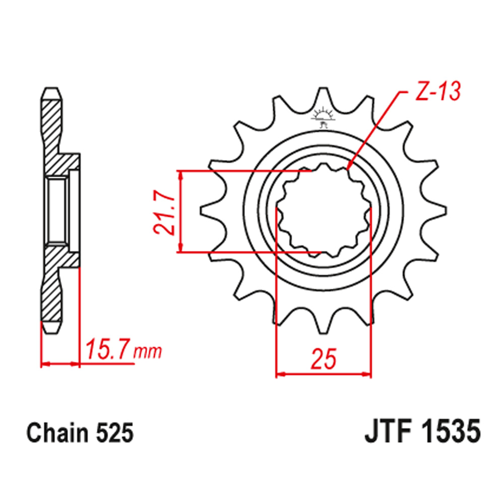 Lančanik prednji JT JTF1535-15-50-29024 (525)15 zuba
