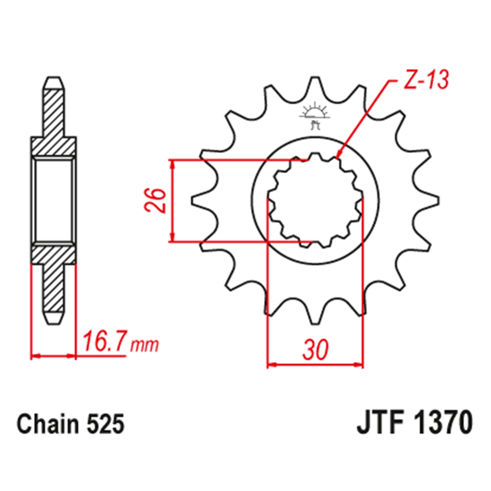 Lančanik prednji JT JTF1370-16-50-29017 (525)16 zuba