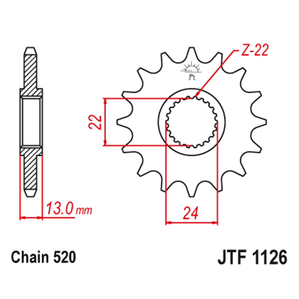 Lančanik prednji JT JTF1126-16-50-32058 (520)16 zuba
