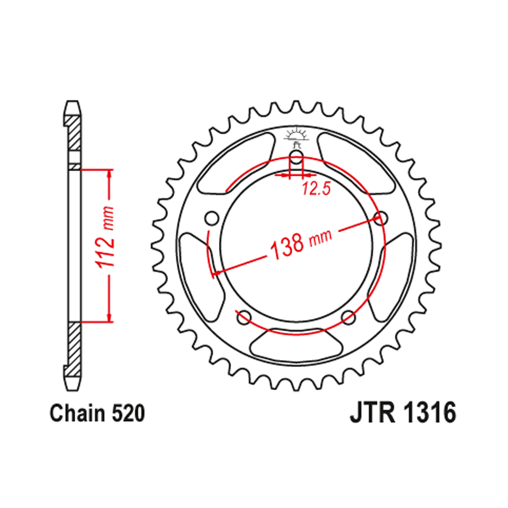 Lančanik zadnji JT JTR1316-38 (520) 38 zuba