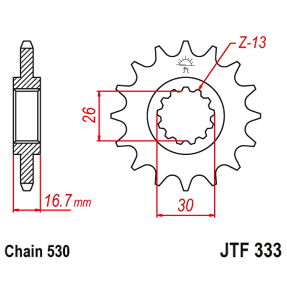 Lančanik prednji JT JTF333-16RB (50)16 zuba