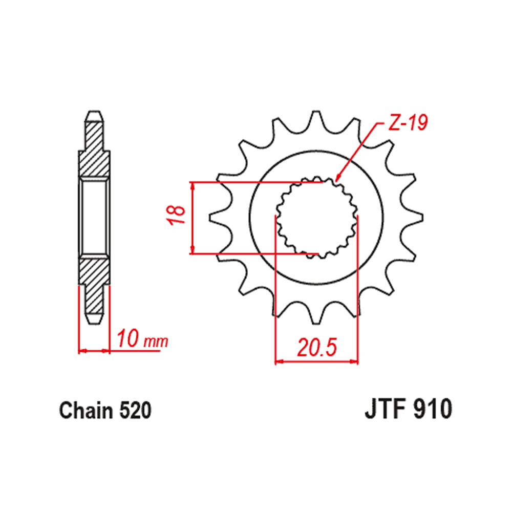 Lančanik prednji JT JTF910-14 (520) 14 zuba Zontes G1 125cc
