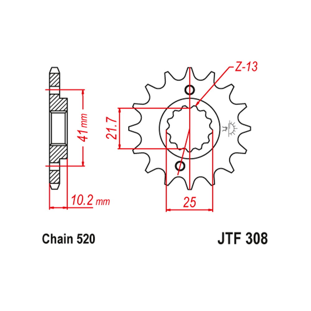 Lančanik prednji JT JTF308-15RB (520)15 zuba