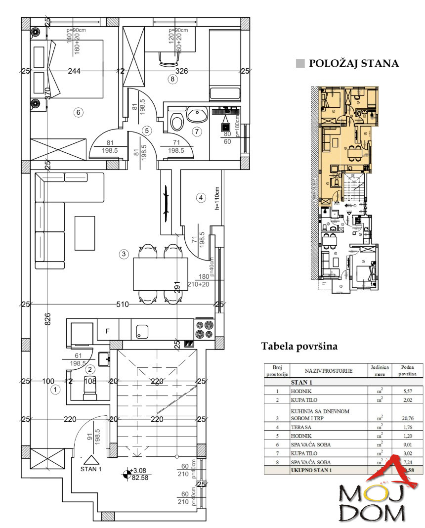 Stan,NOVI SAD,ADICE,kv: 51, € 93800, ID: 1030086