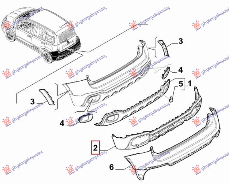 ZADNJI BRANIK DONJI (CROSS) (O) FIAT PANDA NEW (2012-) (OEM: 735604989)