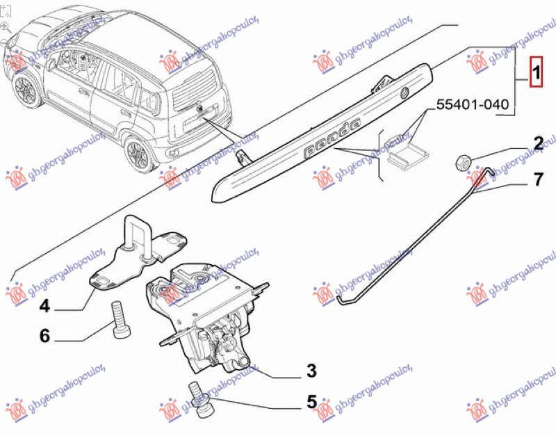 KVAKA GEPEK VRATA SPOLJASNJA (O) FIAT PANDA NEW (2012-) (OEM: 735668995)
