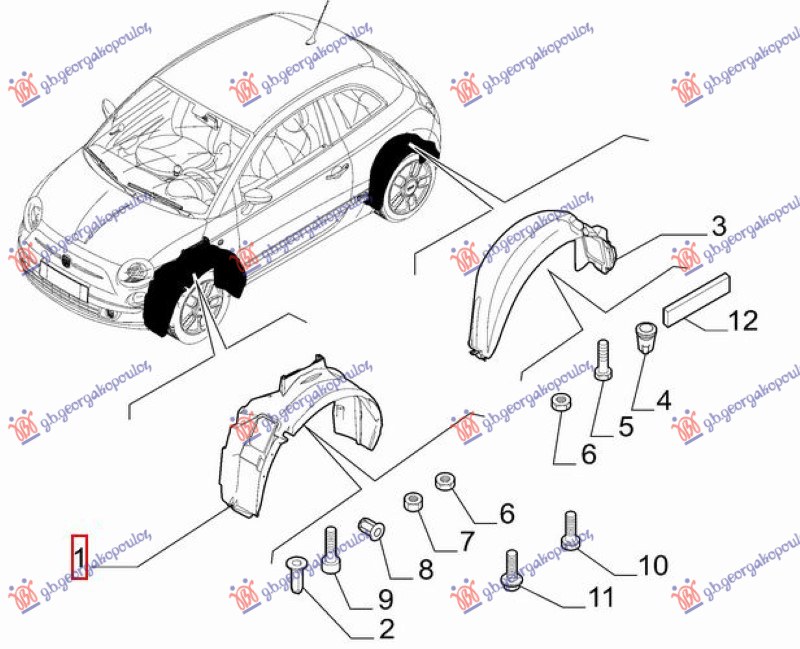 POTKRILO PLASTICNO (O) Desna str. FIAT 500e (2021-) (OEM: 52139487)