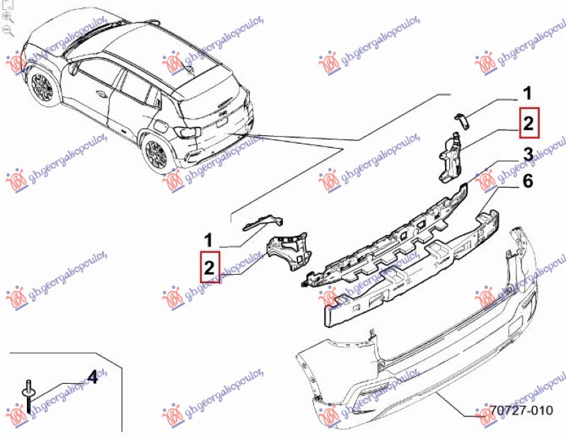 NOSAC ZADNJEG BRANIKA BOCNI PLASTICNI (O) Desna str. JEEP AVENGER (2022-) (OEM: 52173343)