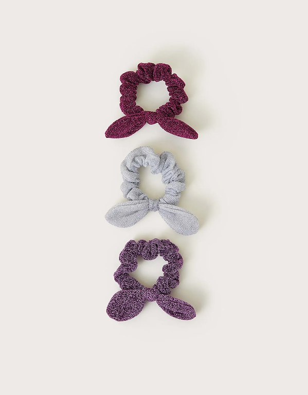 Monsoon Set gumica za kosu za devojčice Lurex Scrunchies, 3 komada, Šareni