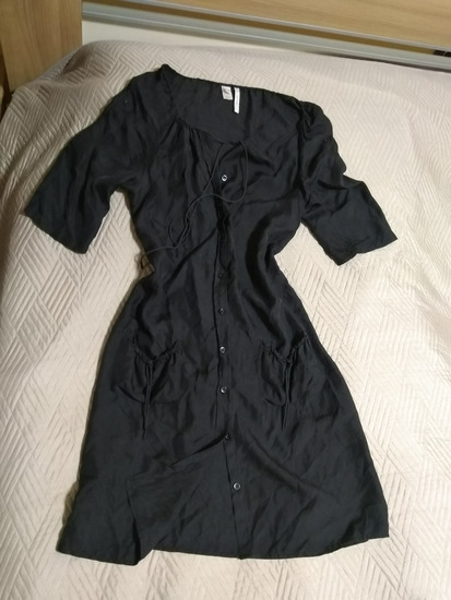 100% SVILA Crna midi haljina,kardigan,MNG,xs,s,m