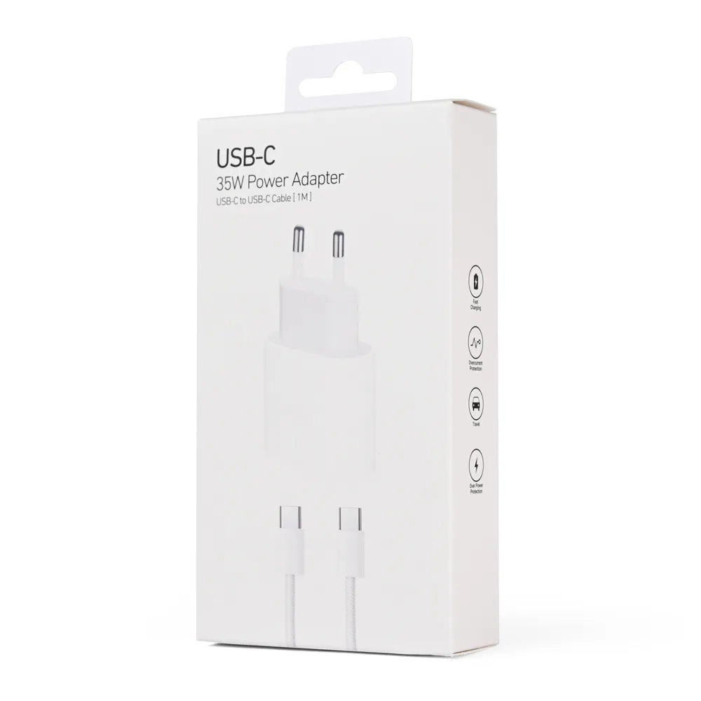 Kucni punjac PD Fast charger 35W za iPhone 15-16 sa PD Type C kablom CE beli