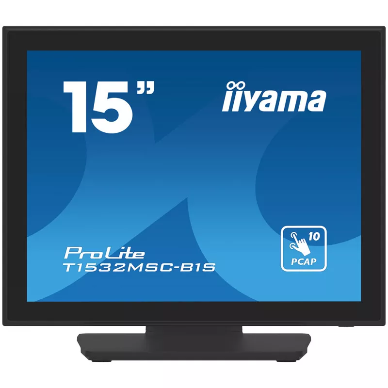 IIYAMA 15″ PCAP Bezel Free Front, 10P Touch, 1024×768, Speakers, VGA, DisplayPort,