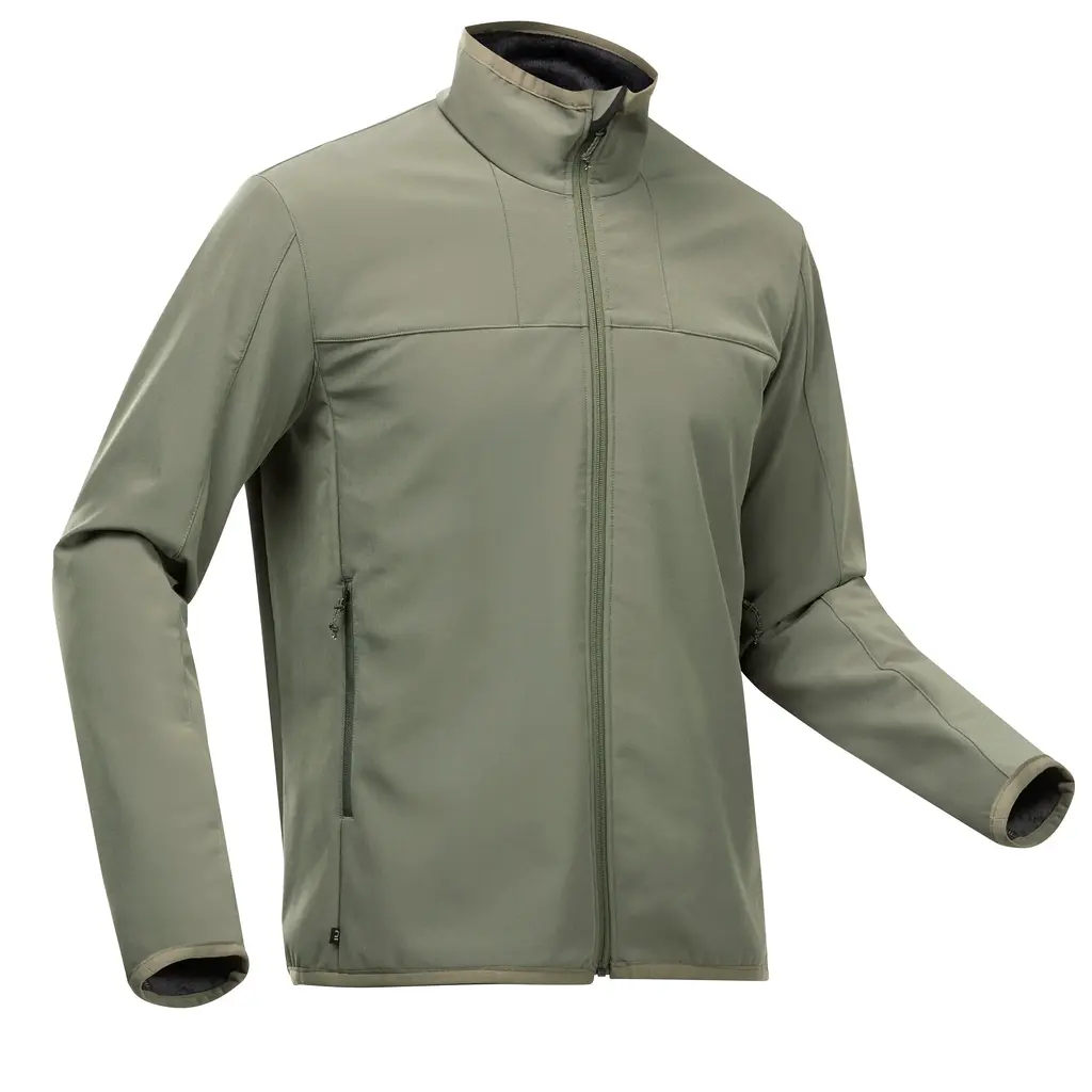 Jakna za treking MT100 Softshell vetrootporna muška - kaki