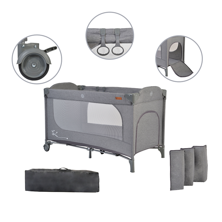 Cangaroo Prenosivi krevetac za bebe Skyglow I nivo Grey CAN8901