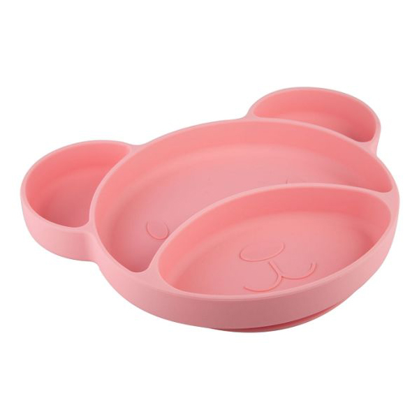 Canpol Bebi silikonski tanjir sa pregradama Bear Pink 51/401_pin