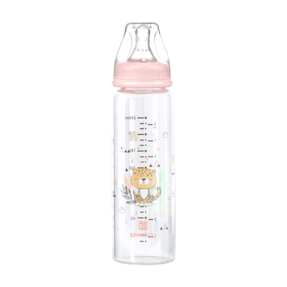 Kikka Boo Bebi flašica staklena Savanna 240ml Pink KKB21117