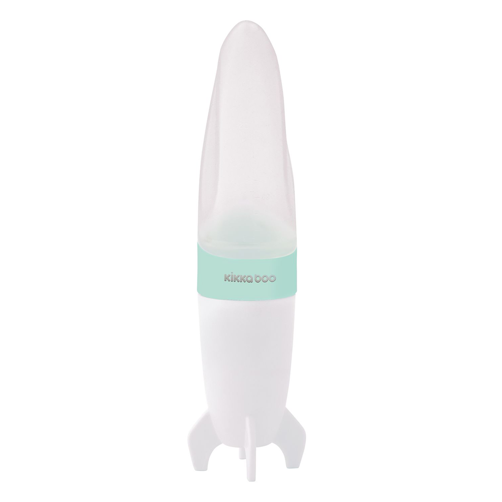 Kikka Boo Silikonska bebi flašica sa kašičicom 90ml Rocket Mint KKB20065
