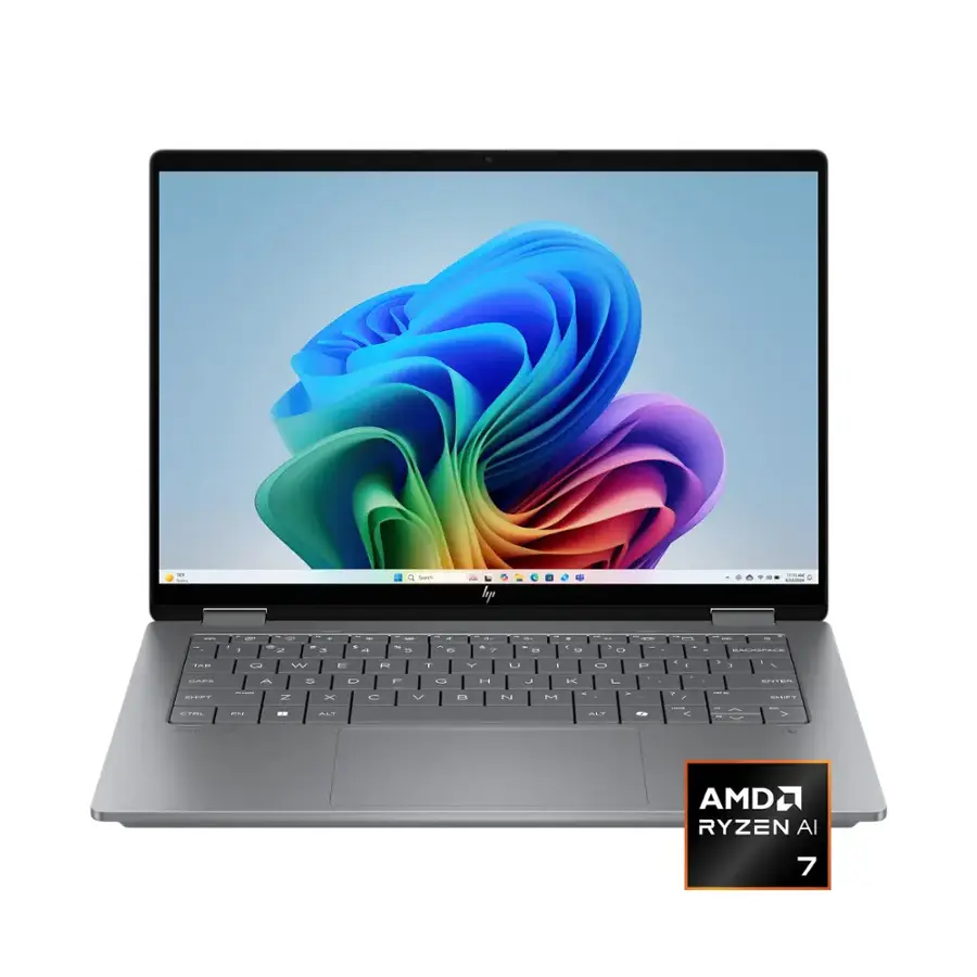 HP - OmniBook X Flip 2-in-1 - Copilot+ PC - 14" 2K Touch-Screen Laptop - AMD Ryzen AI 7 - 24GB Memory - 1TB SSD - Meteor Silver